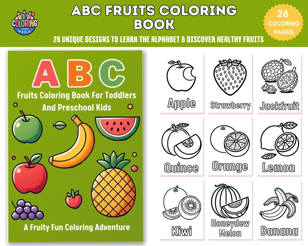 ABC Fruits Coloring Pages: Fun & Educational Coloring Book by ...