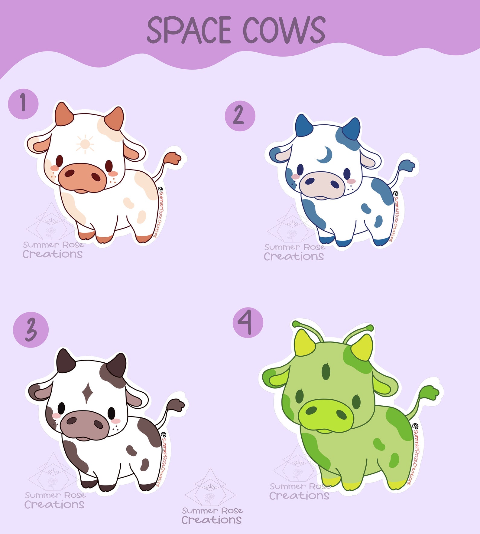 Cute Cow Stickers, Star Sun and Moon Stickers, Vinyl Waterproof Sticker ...