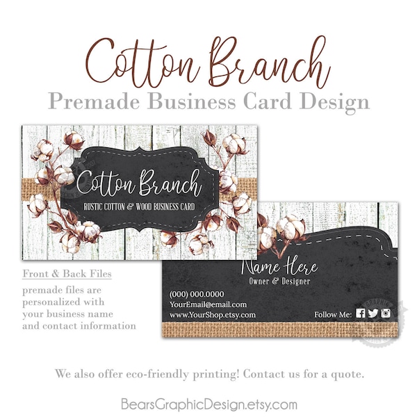 Rustic Business Card - Etsy