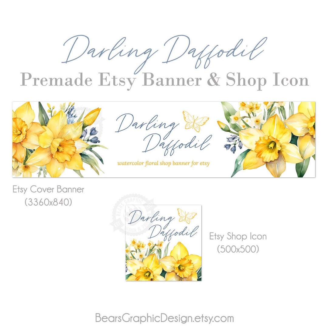Watercolor Daffodil Etsy Shop Banner & Icon Set (digital Download) - Etsy