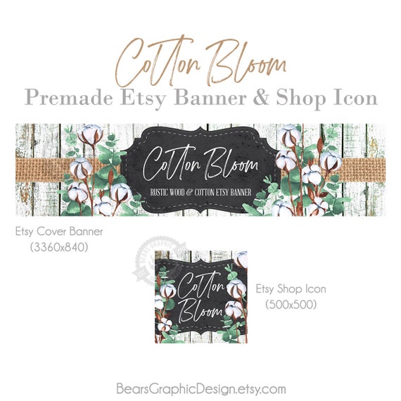 Cotton Shop Banner Design for Etsy Stores With Rustic White | Etsy