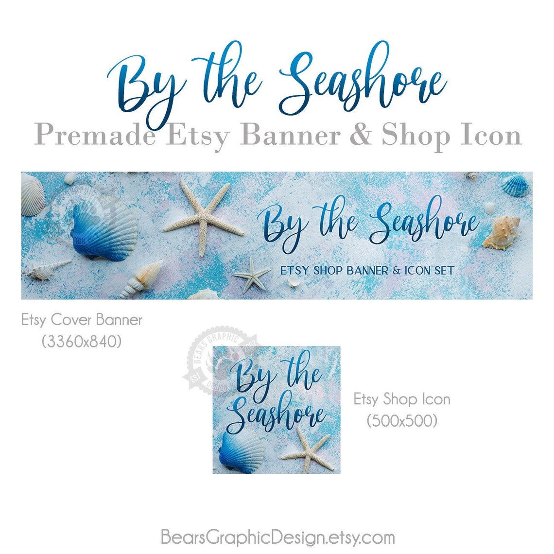Beach Theme Etsy Shop Banner With Seashells and Starfish (digital Files ...