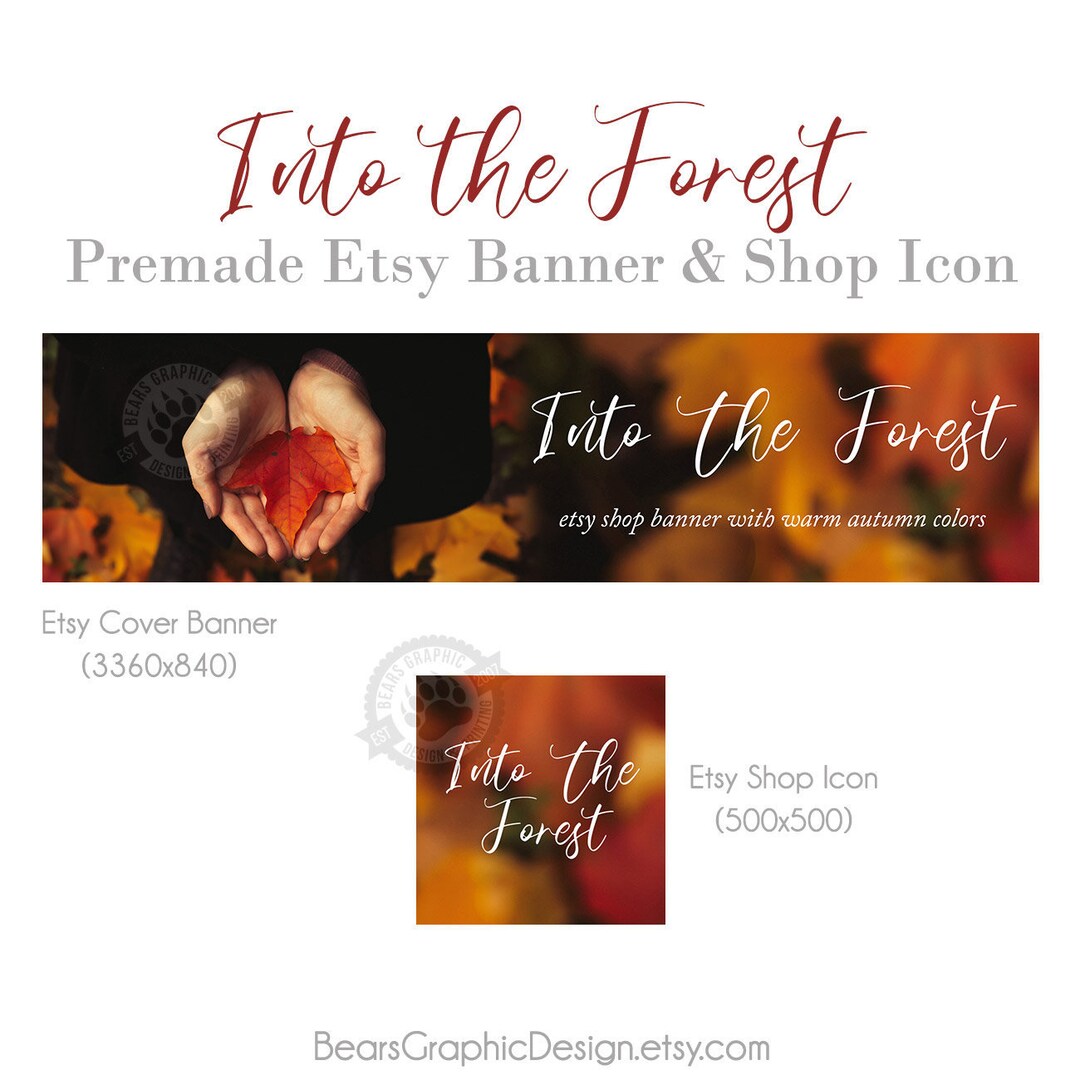 Shop Banner Set With Big or Mini Banner and Icon for Etsy Stores Forest ...