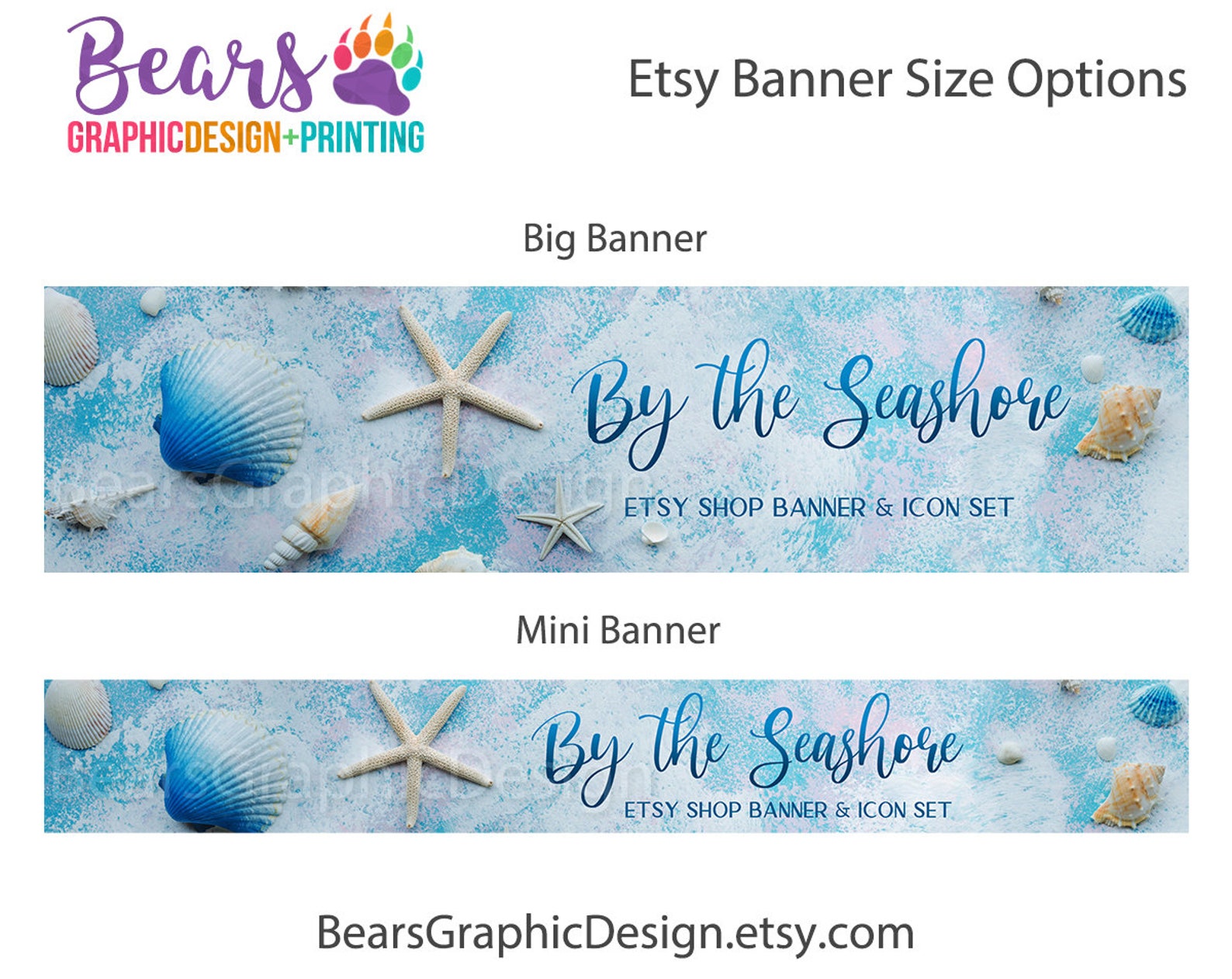 Beach Theme Etsy Shop Banner With Seashells and Starfish (digital Files ...