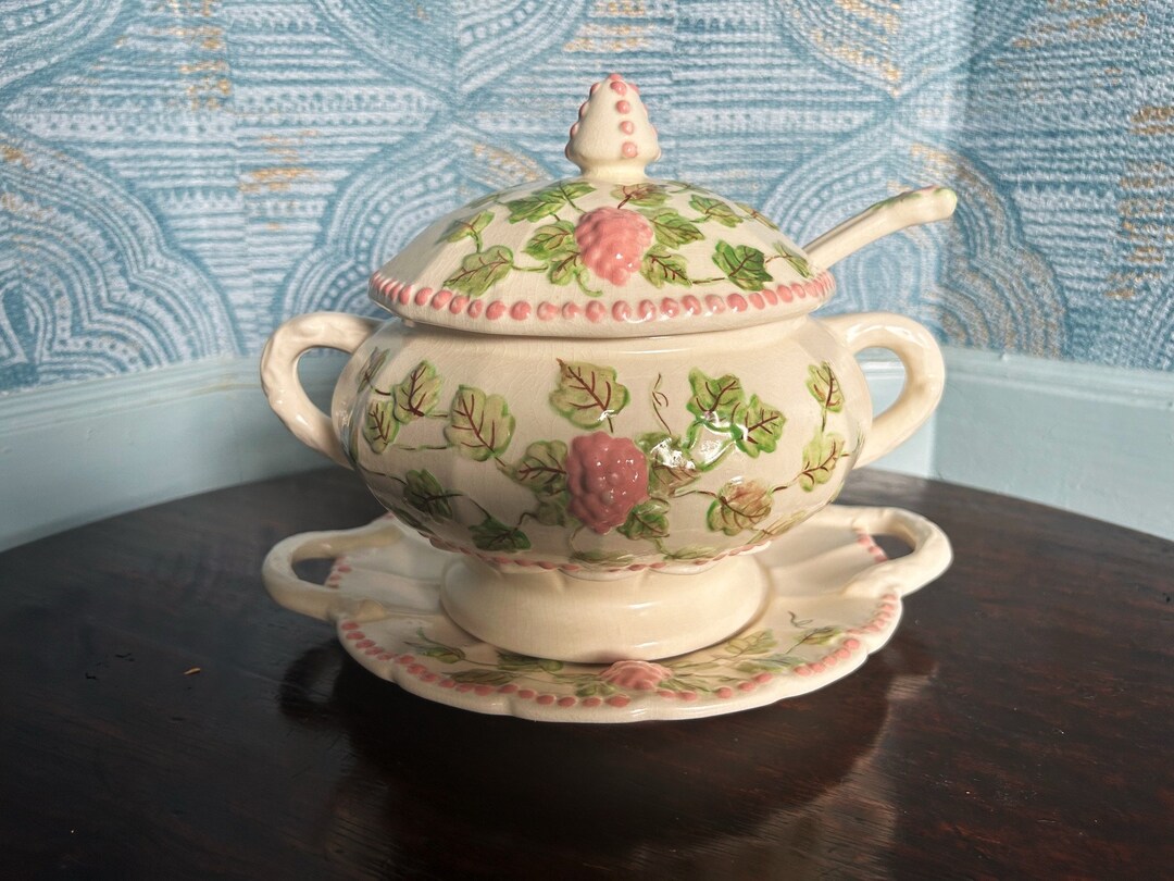Vintage Capodimonte Style Hand Painted Italian Soup Tureen With Ladle ...