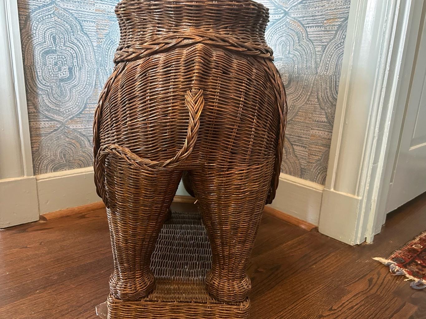 Vintage Boho Chic Rattan Elephant Side Table or Plant Stand Style of ...