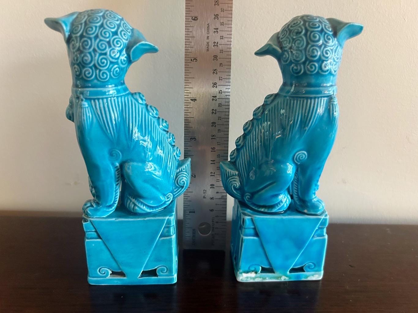 Vintage Pair of Turquoise Blue Chinese Foo Dogs Sitting on Box - Etsy