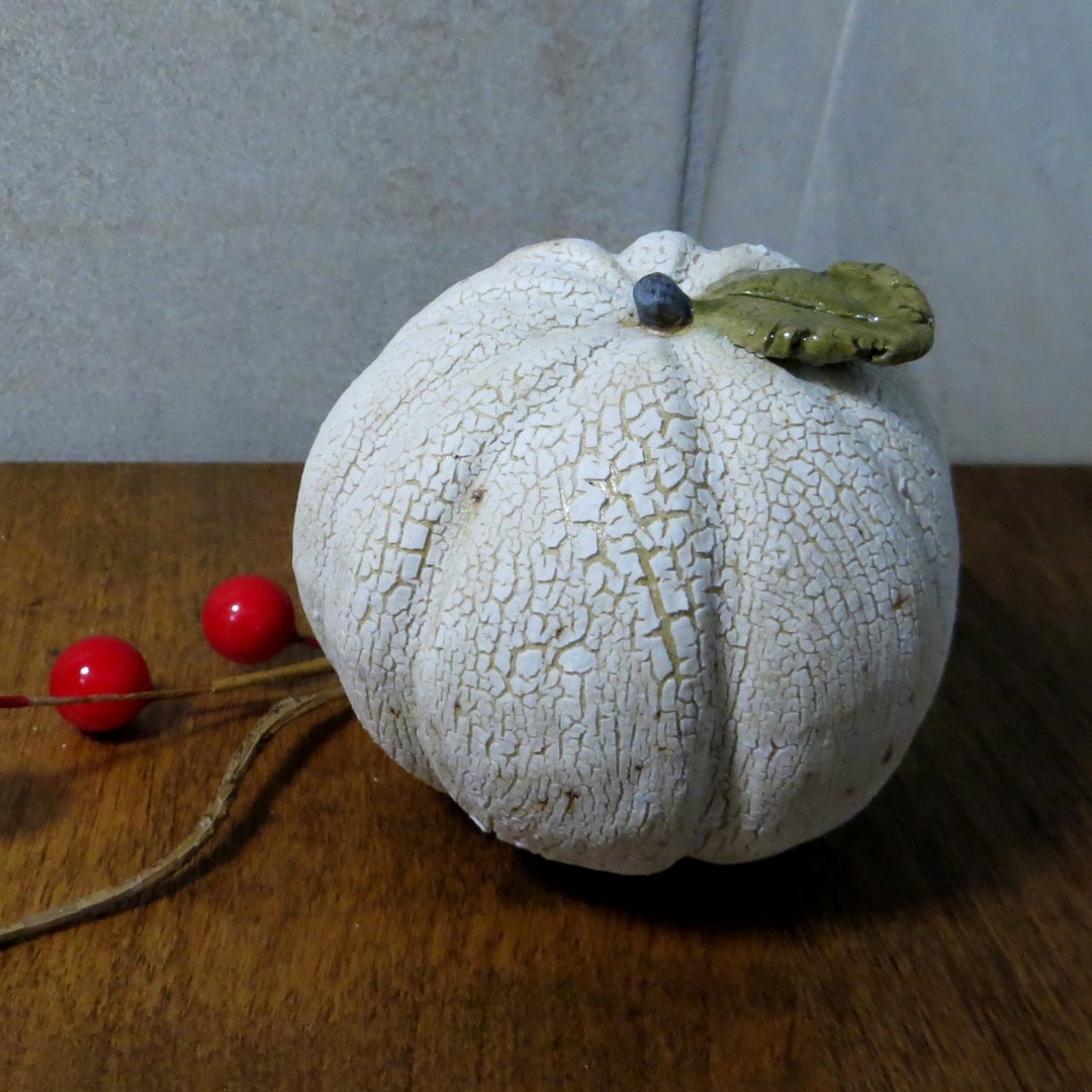 Stoneware Pumpkin Rattle - White Croc - Etsy