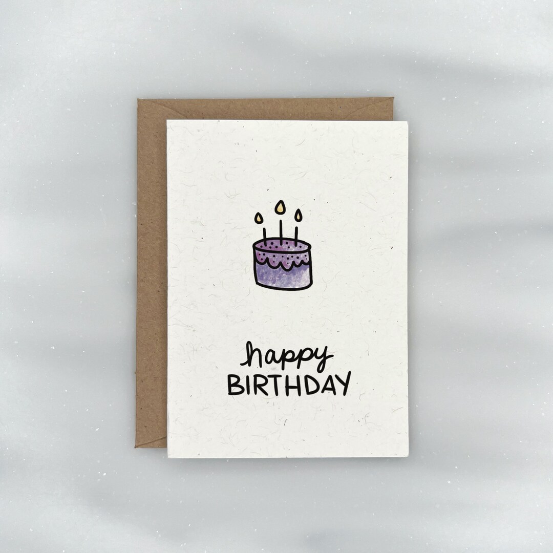 Purple Birthday Cake - Birthday Gift Enclosure Mini Card | Premium ...
