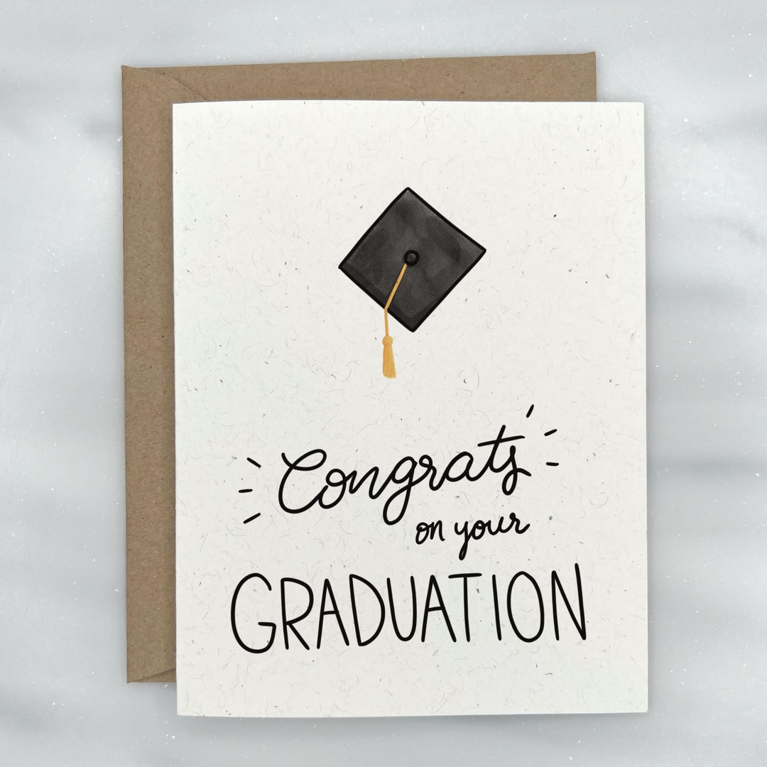 Black Grad Cap - Graduation Card | Premium Textured, 100% Recycled ...