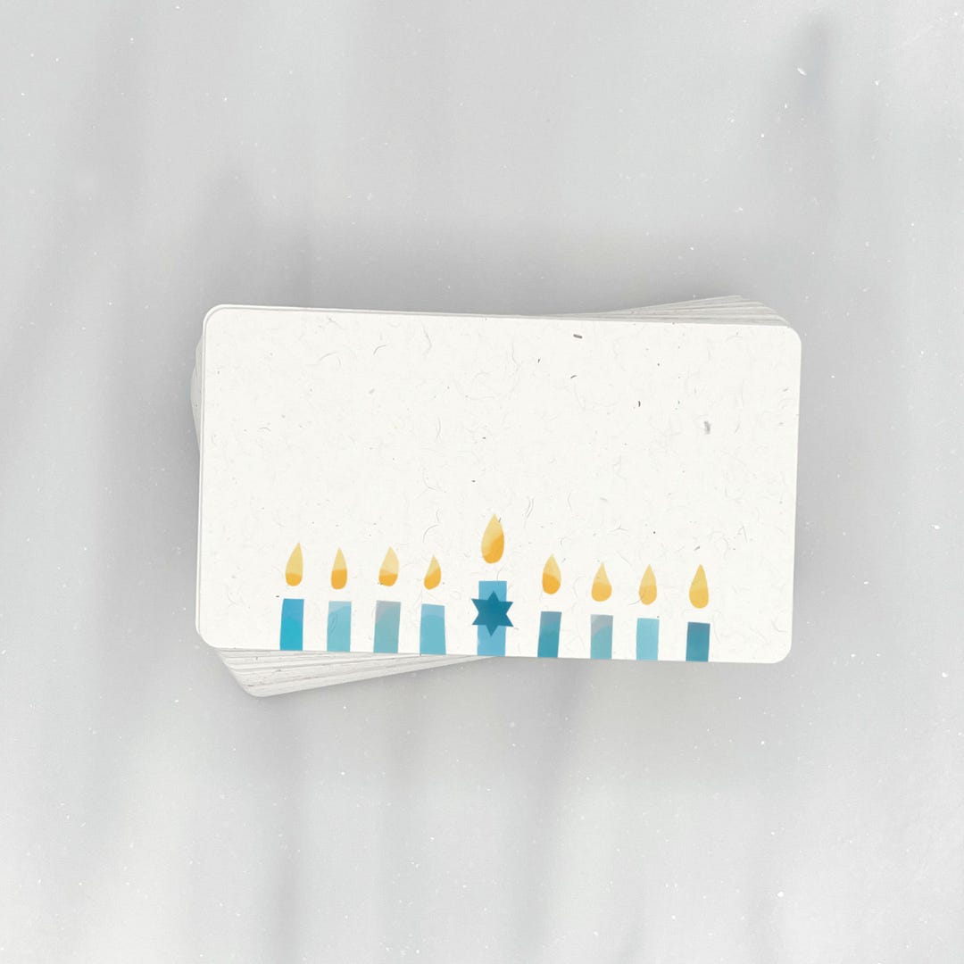 Blue Menorah - Hanukkah Mini Note Cards (pack of 56) | Premium Textured ...