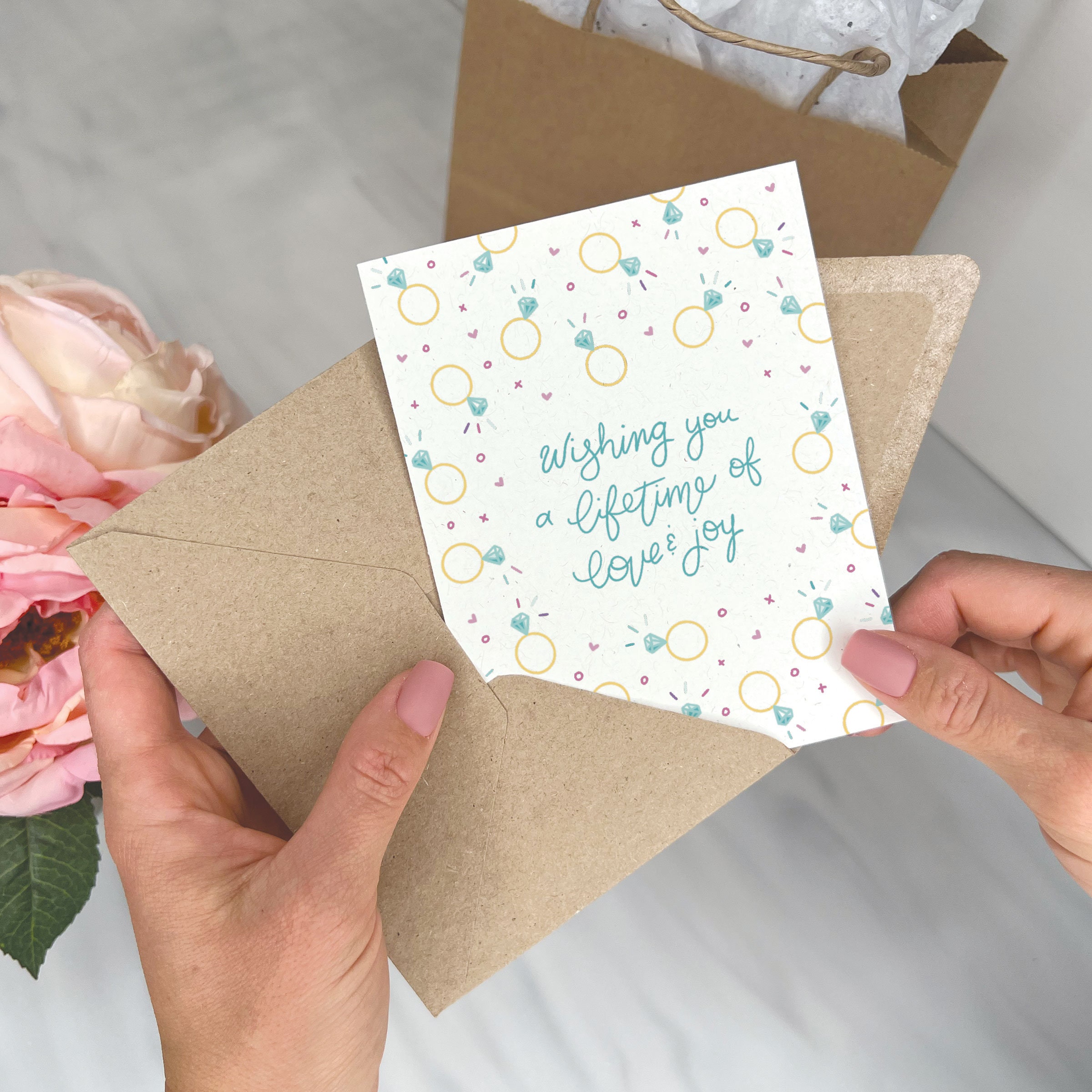 Sparkly Diamond Rings Engagement Card - Bridal Shower Card - Wedding ...