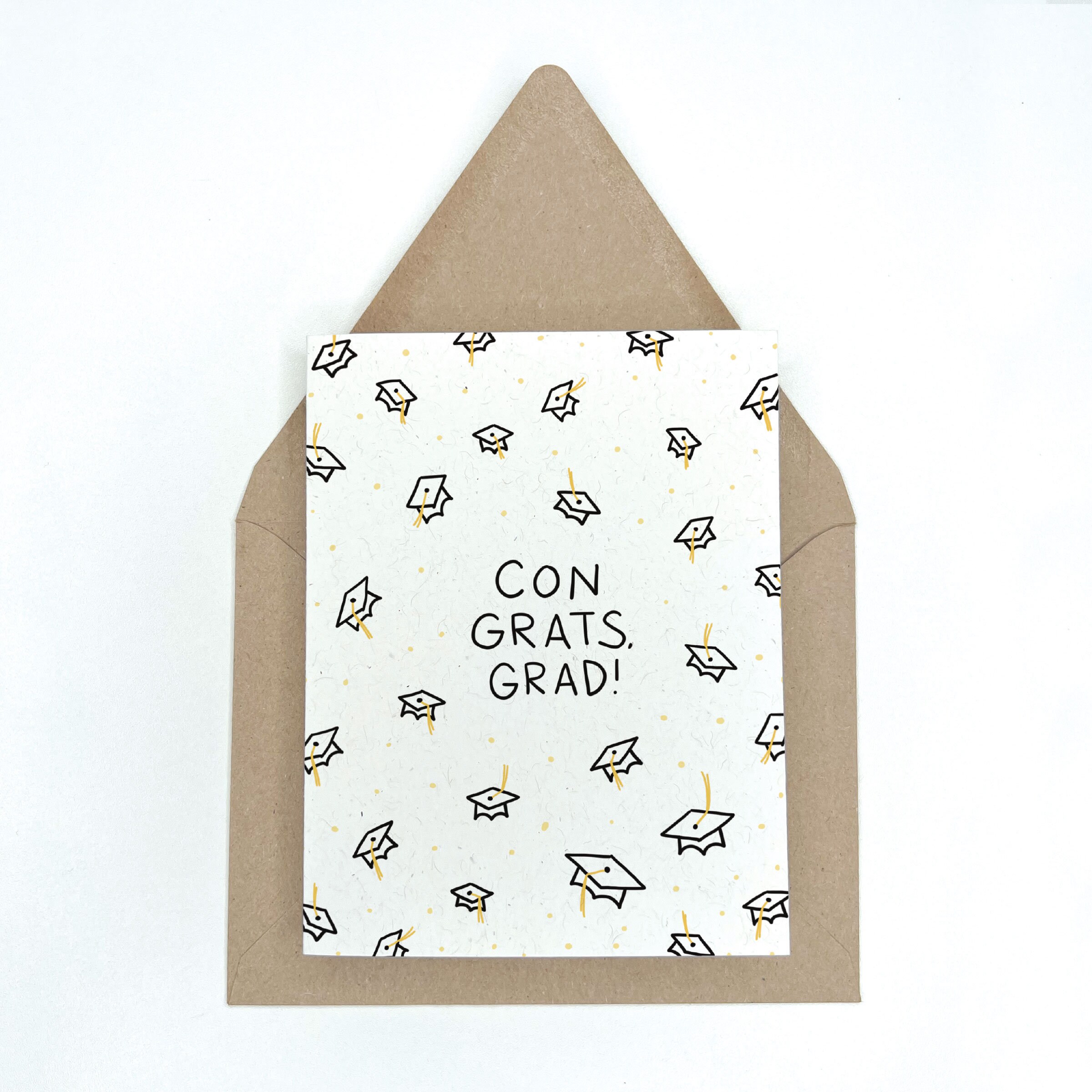 Gold Tassel Grad Caps Graduation Card Premium Textured, 100% Recycled ...