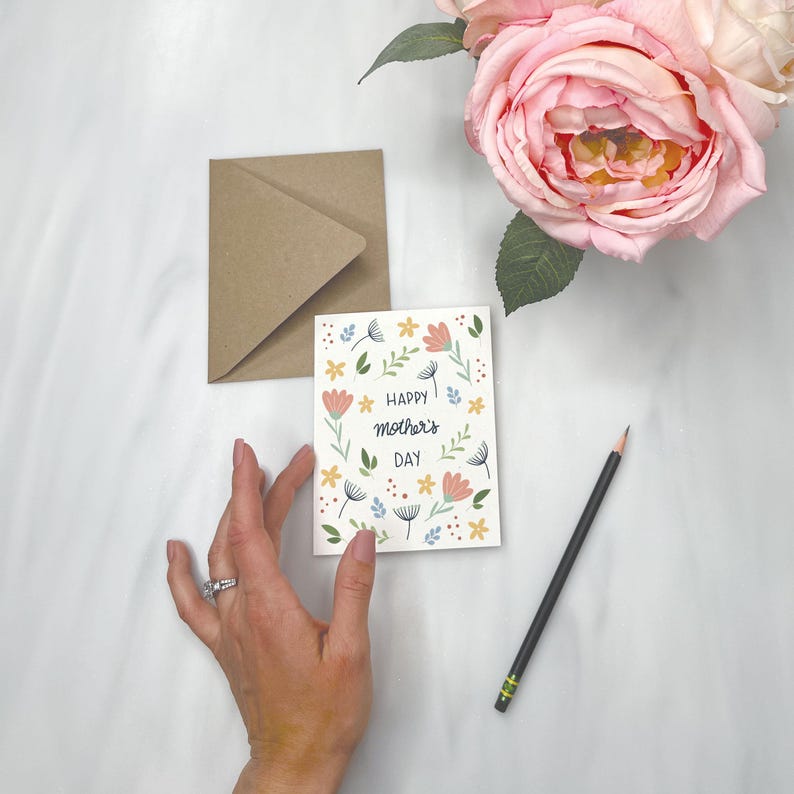 Floral Wishes - Mother's Day Card | Premium Textured, 100% Recycled ...