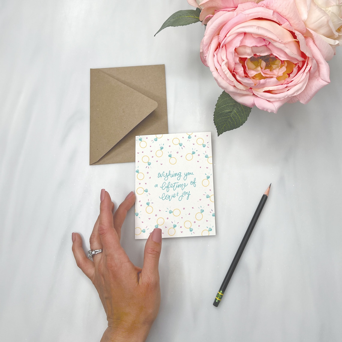 Sparkly Diamond Rings Engagement Card - Bridal Shower Card - Wedding ...