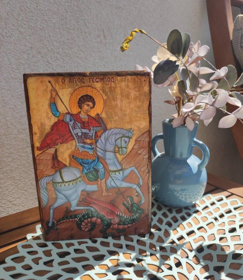 Saint George Icon, Saint George Defeating the Dragon Icon, Orthodox ...