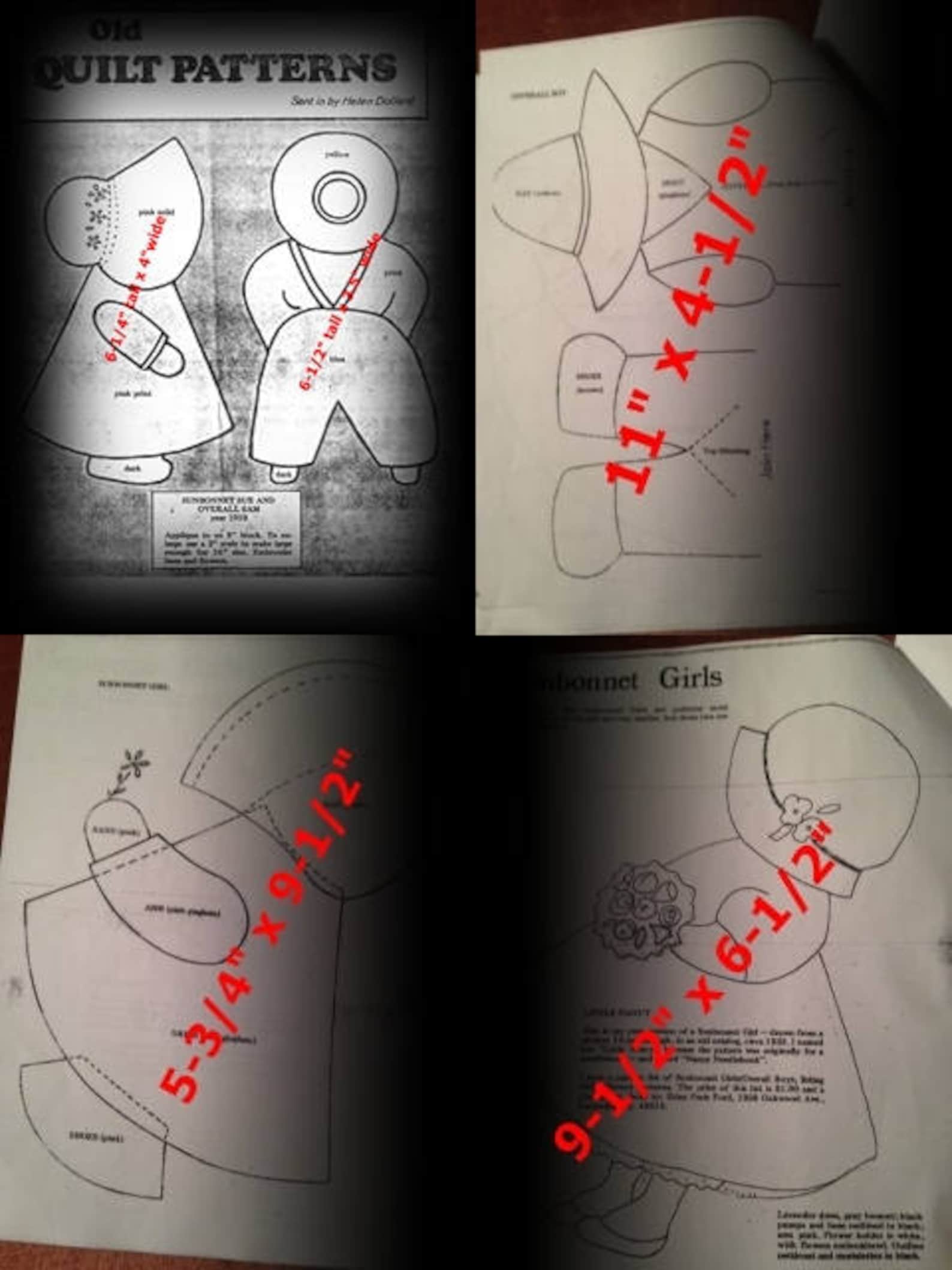 Sunbonnet Sue and Overall Sam Quilt Pattern Vintage 5 Patterns PDF - Etsy