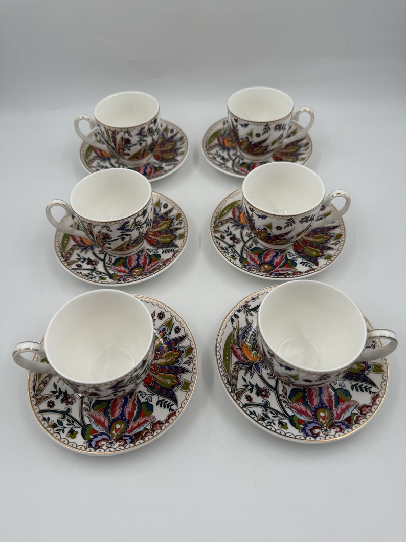Traditional Turkish Coffee Set, Porcelain Coffee Set for 6, Floral ...