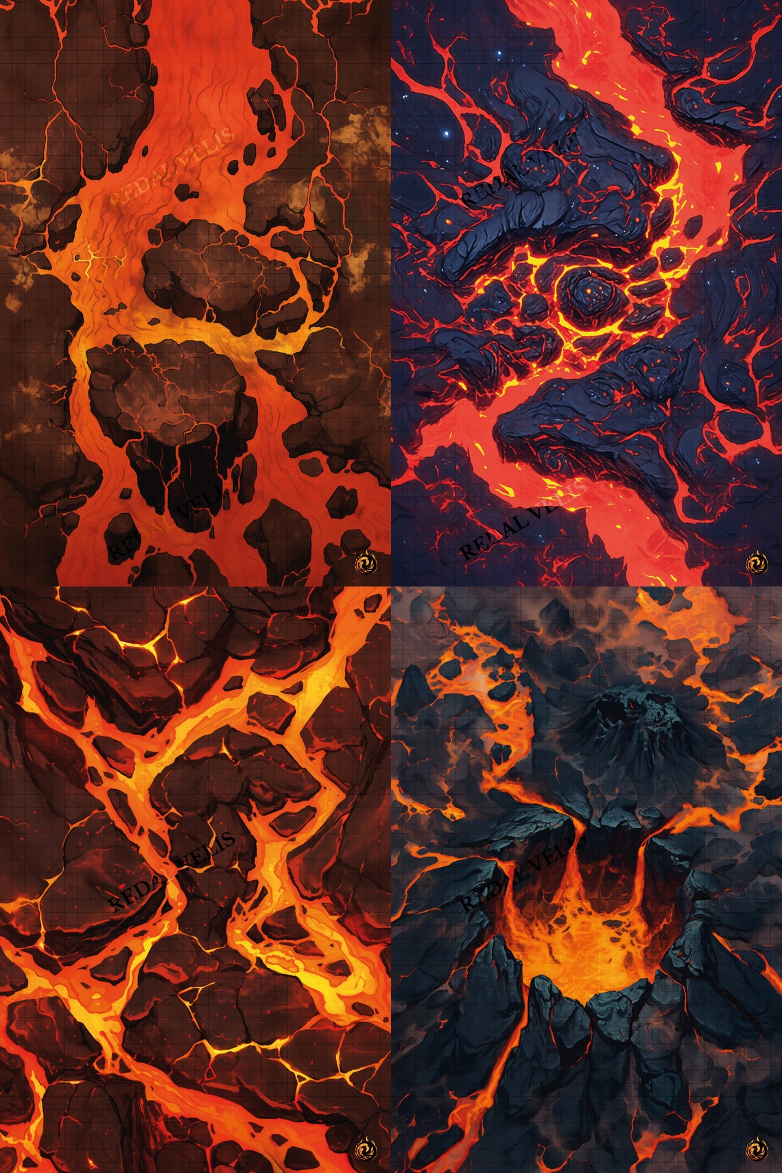Volcano and Lavalands (x25) - Battle Maps for TTRPG - Etsy