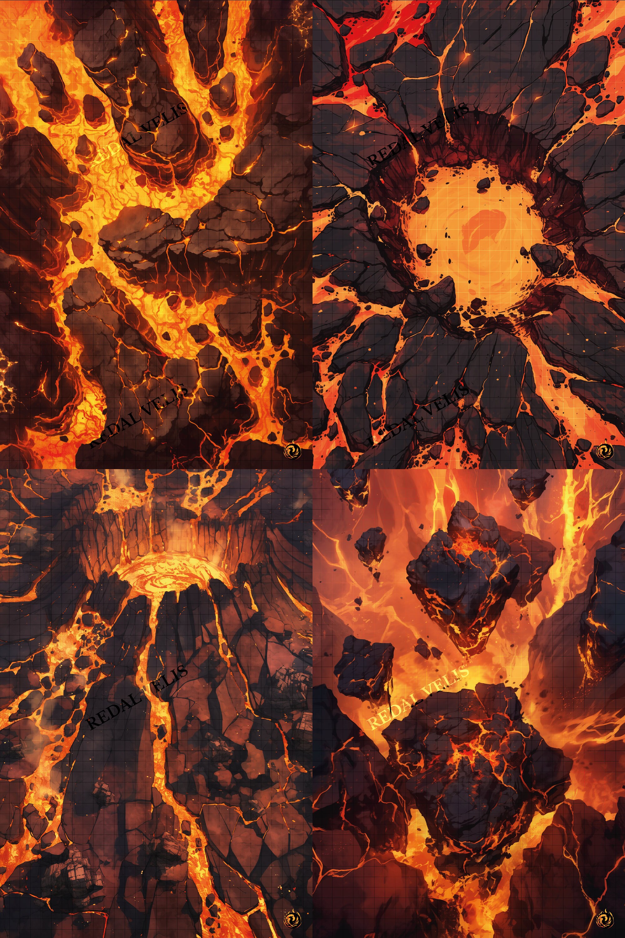 Volcano and Lavalands (x25) - Battle Maps for TTRPG - Etsy