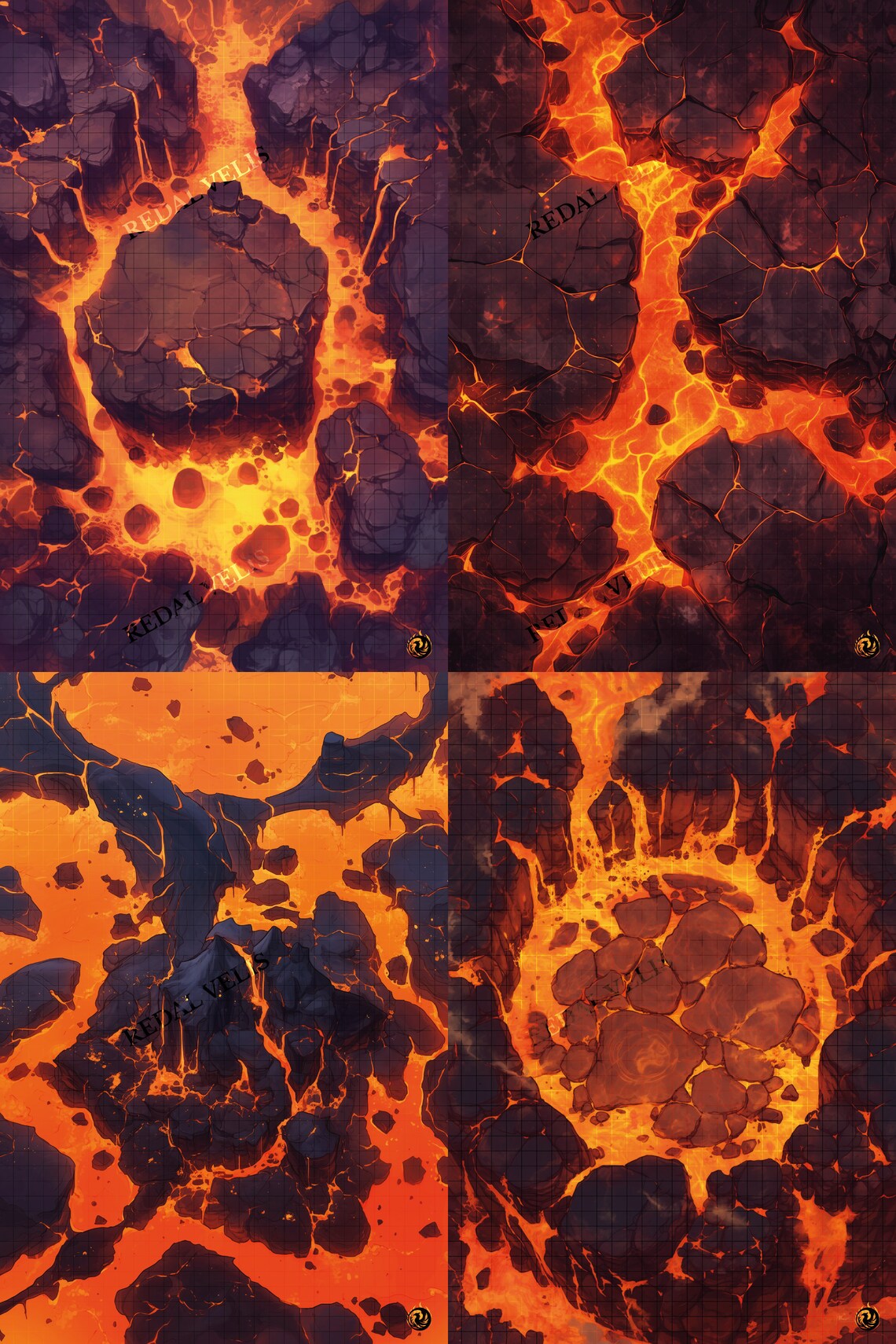 Volcano and Lavalands (x25) - Battle Maps for TTRPG - Etsy