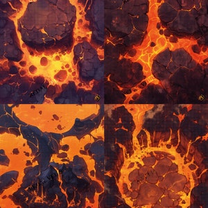 Volcano and Lavalands (x25) - Battle Maps for TTRPG - Etsy