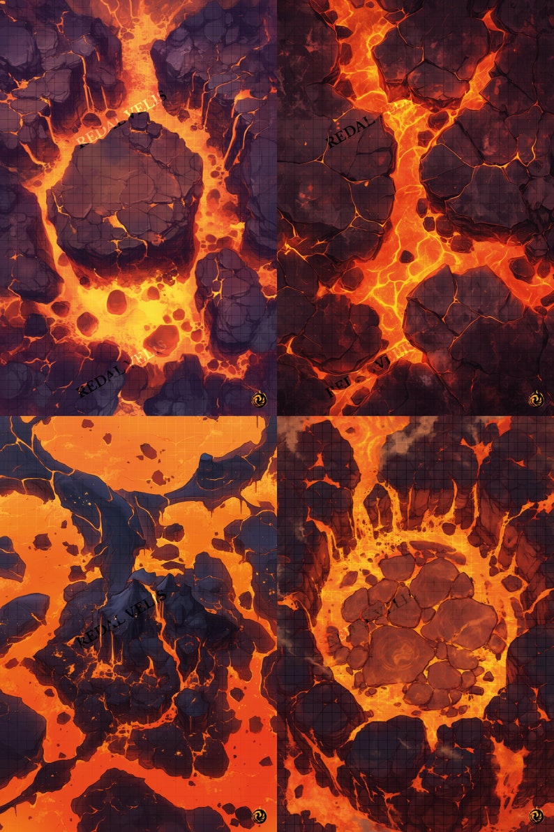 Volcano and Lavalands (x25) - Battle Maps for TTRPG - Etsy