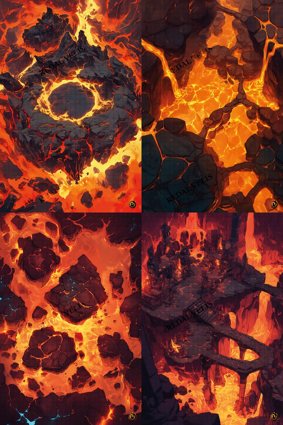 Volcano and Lavalands (x25) - Battle Maps for TTRPG - Etsy