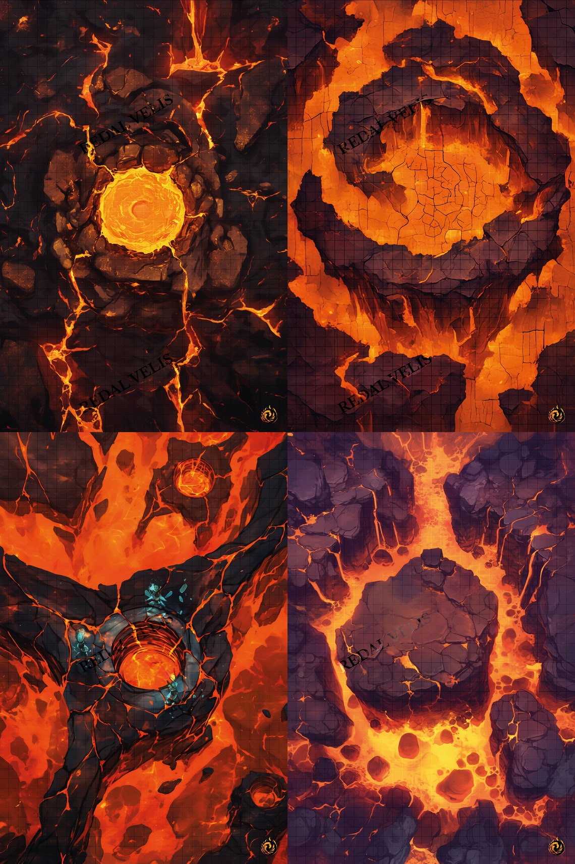 Volcano and Lavalands (x25) - Battle Maps for TTRPG - Etsy