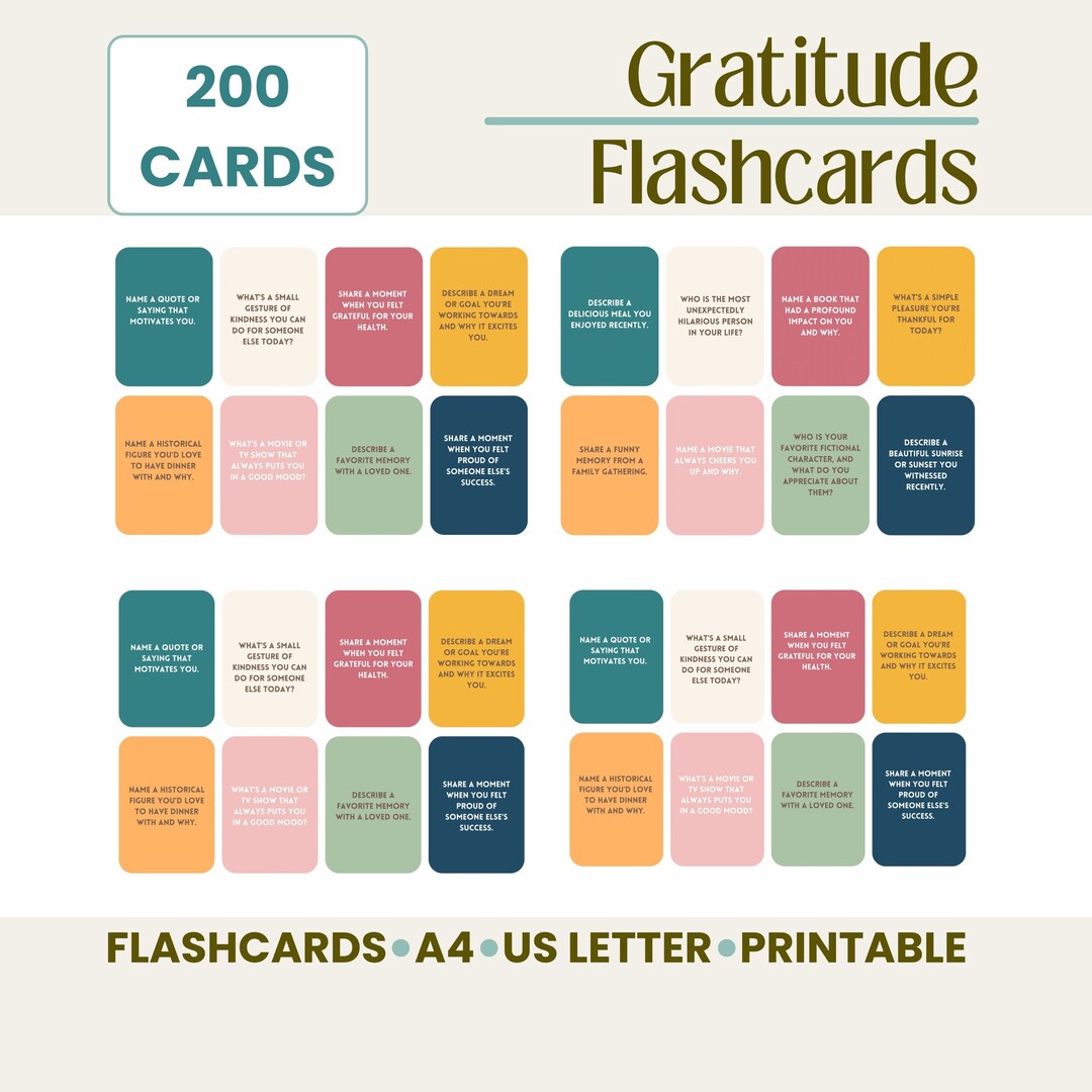 200 Gratitude Prompts Flashcards. Gratitude Practice. Affirmations ...