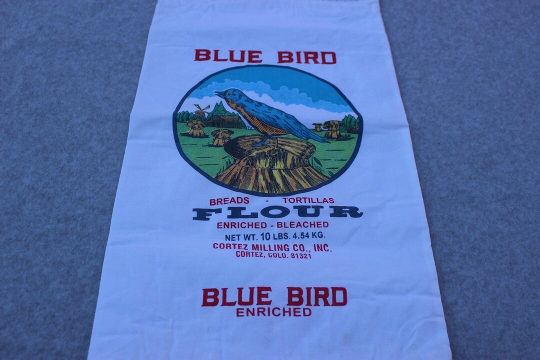 Blue Bird Flour Sack, 10# Flour Sack, Cotton Sack, Kitchen Decor - Etsy