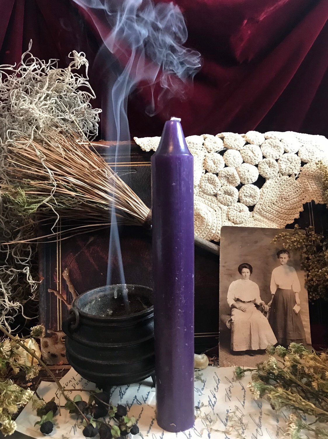 Ritual Candle Strength Spell Purple Candle Purple Taper | Etsy