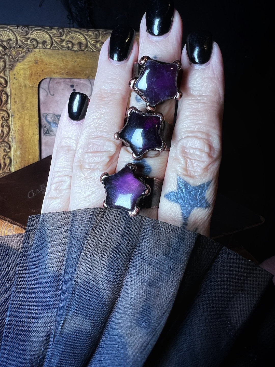 The “starry Night” Ring, Adjustable Amethyst Ring - Etsy