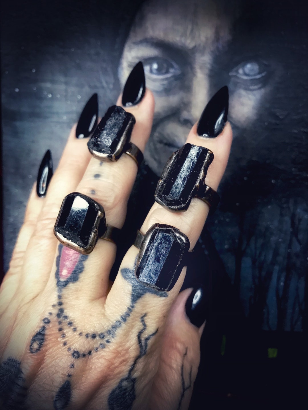 Witch Jewelry, Witch Ring, Raw Black Tourmaline Ring, Electroformed ...