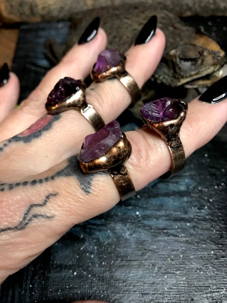 Witch Jewelry Witch Ring Raw Amethyst Ring Electroformed - Etsy