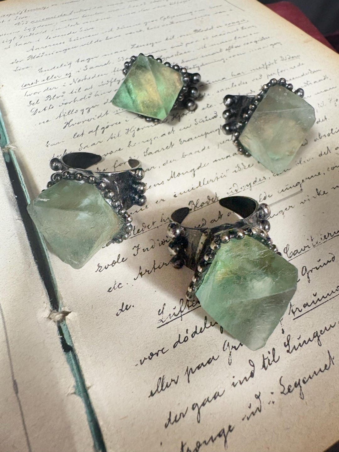 The “bog Witch” Ring , Adjustable Fluorite Hand Soldered Ring - Etsy