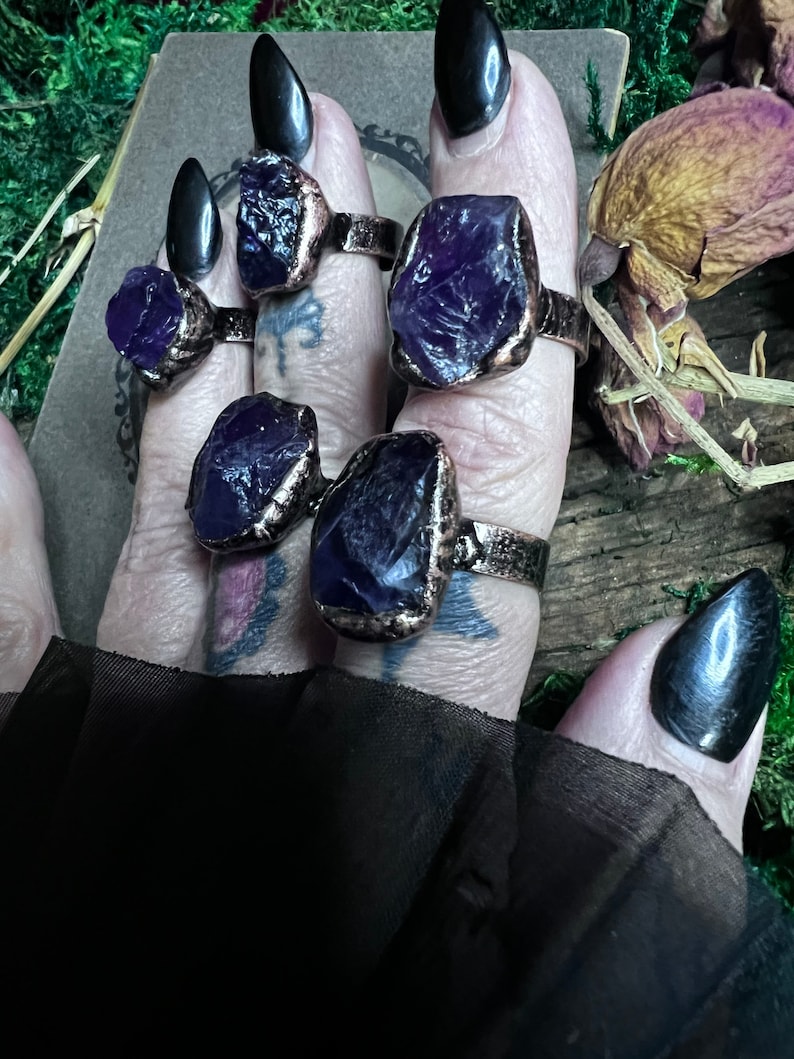 Witch Jewelry Witch Ring Raw Amethyst Ring Electroformed - Etsy