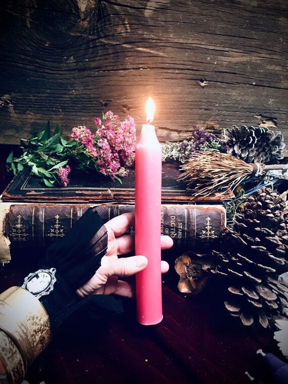 Witch Candle Love Spell Large Pink Candle Pink Spell | Etsy