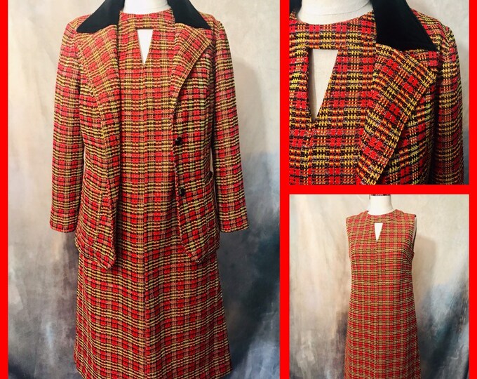2 Piece 60s MOD Coat and Dress Set, 1960s Dress Set, Mod Suit Set, 60s ...