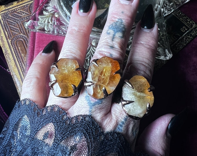 The Coven Ring, Witch Ring, Citrine Ring, Electroformed Ring ...