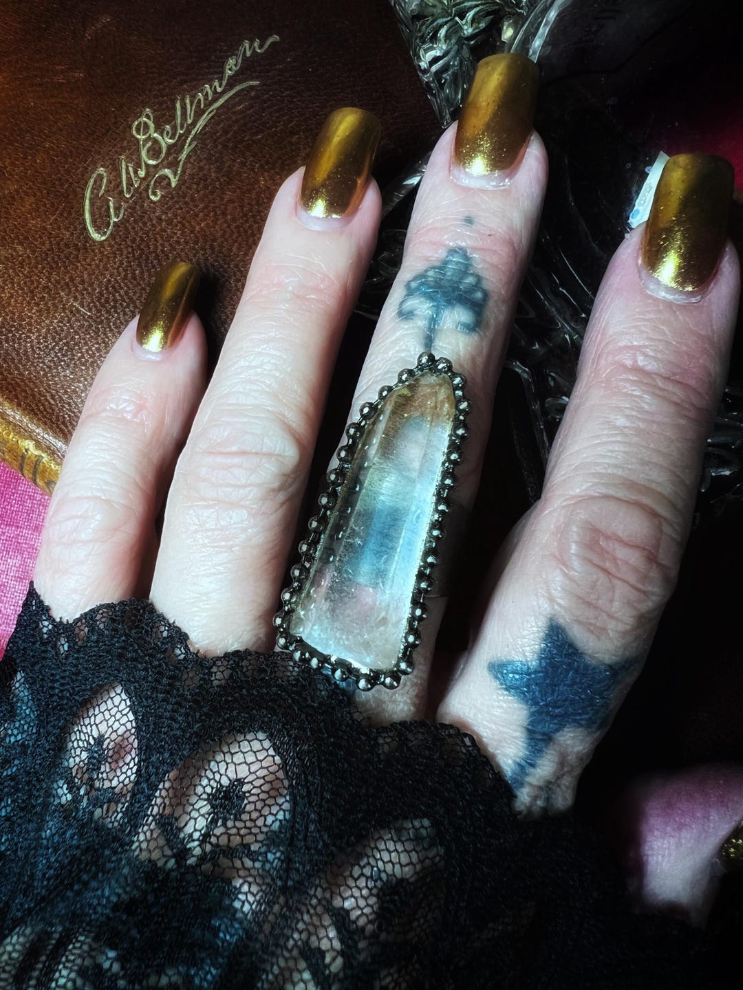 The vampires Wife, Clear Quartz Crystal Point Adjustable Ring, Style 4 ...