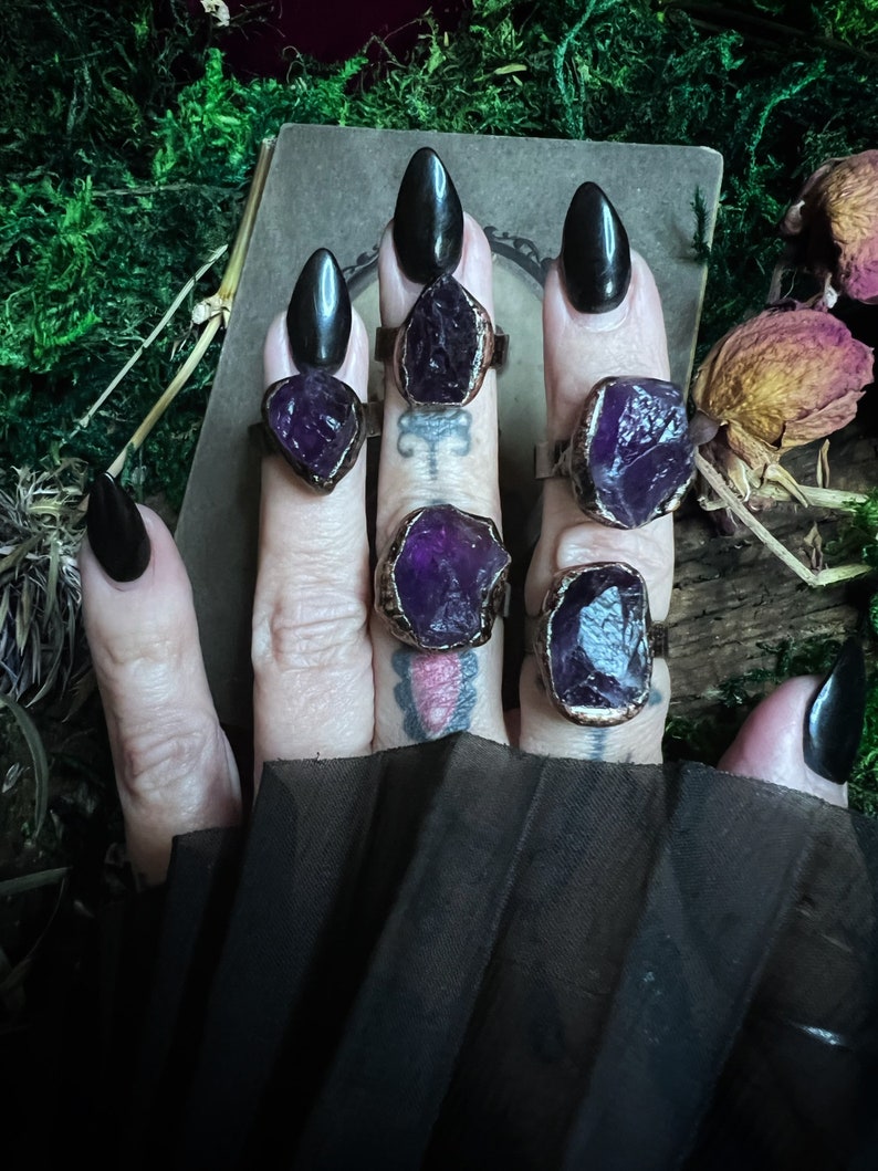 Witch Jewelry Witch Ring Raw Amethyst Ring Electroformed - Etsy
