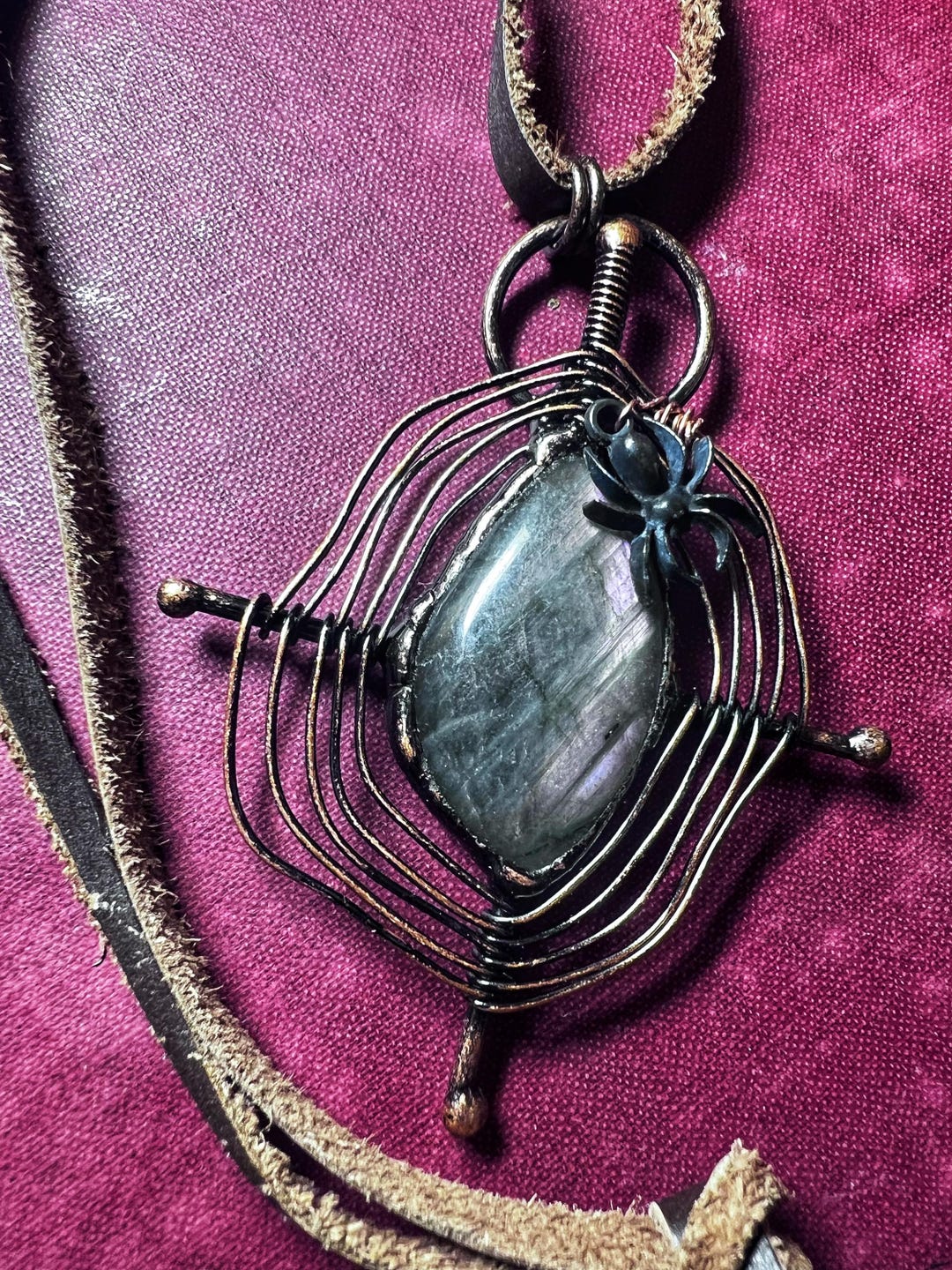 The Weaver of Webs , Hand Soldered and Wire Wrapped Spider Web Pendant ...