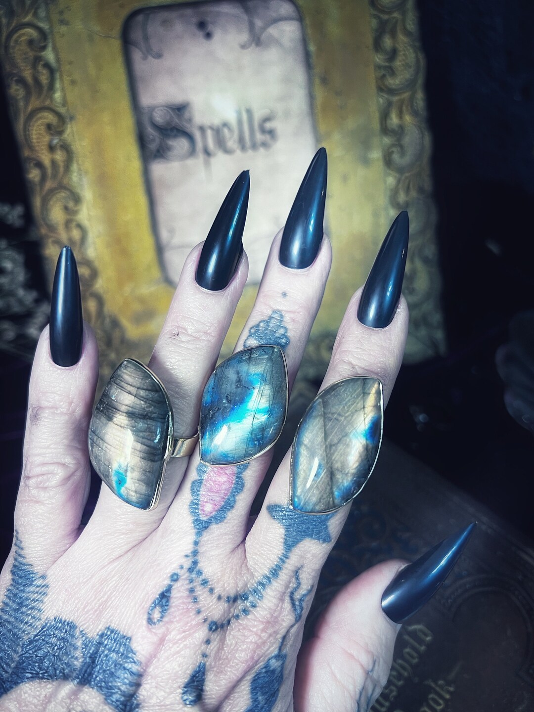 The mystic Gold Tone Adjustable Labradorite Ring - Etsy