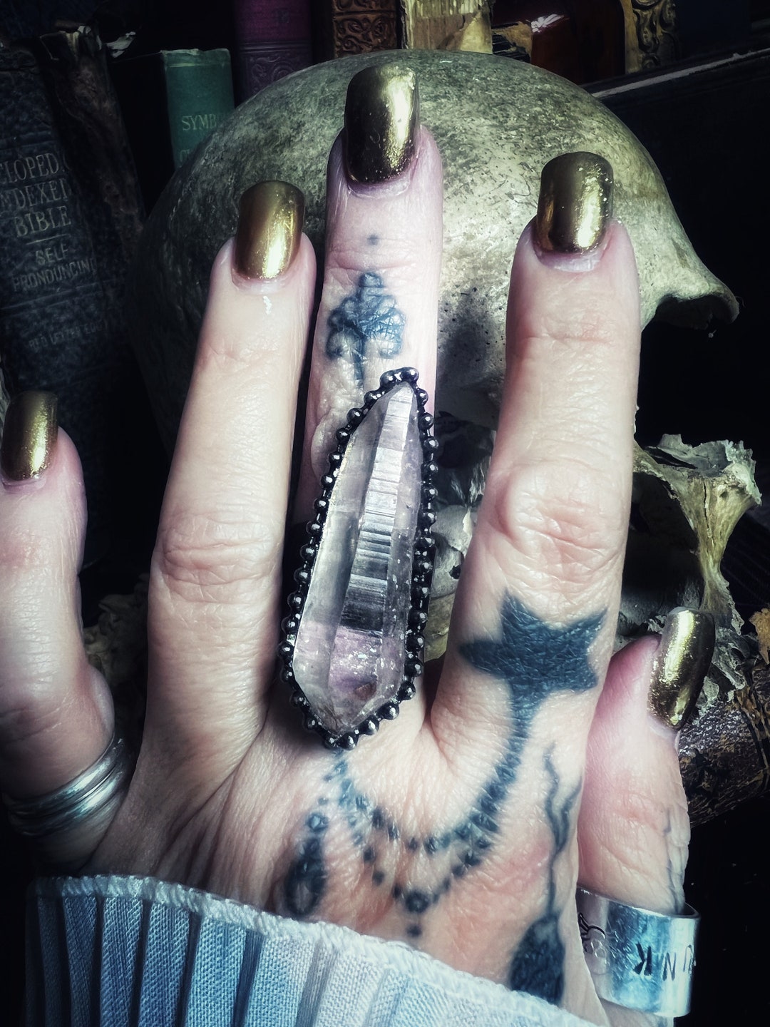 The vampires Wife, Clear Quartz Crystal Point Adjustable Ring, Style 4 ...