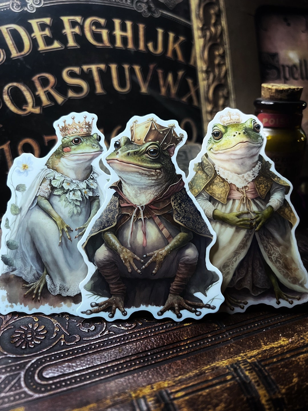 SET OF 3, Vinyl Frog Princess and Prince, Decal Die Cut Large ...