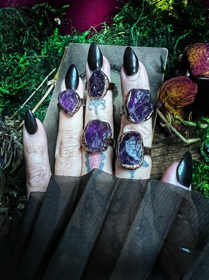 Witch Jewelry Witch Ring Raw Amethyst Ring Electroformed - Etsy
