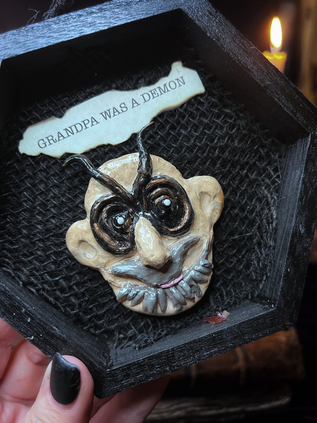 Grandpa Was a Demon, Wall Art, Hand Sculpted Polymer Clay - Etsy
