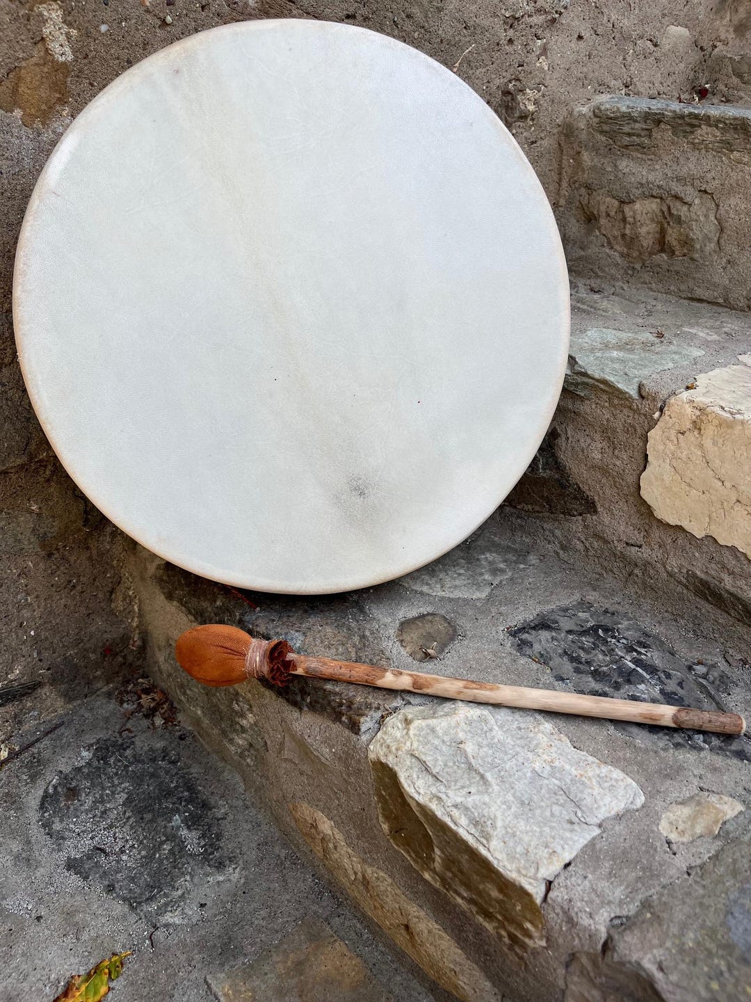 Small Drum 14 Thin White Goat Skin Drum, Mullbery Wood Medcine Drum and ...