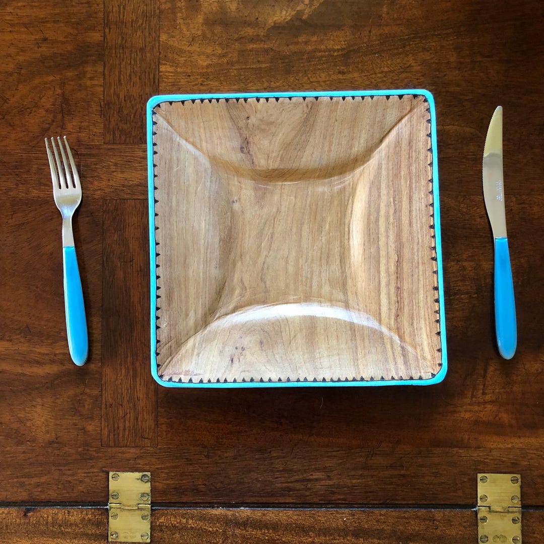 Wooden Plate, Hand Carved Square Plate, Dish. One of a Kind Hand Made ...